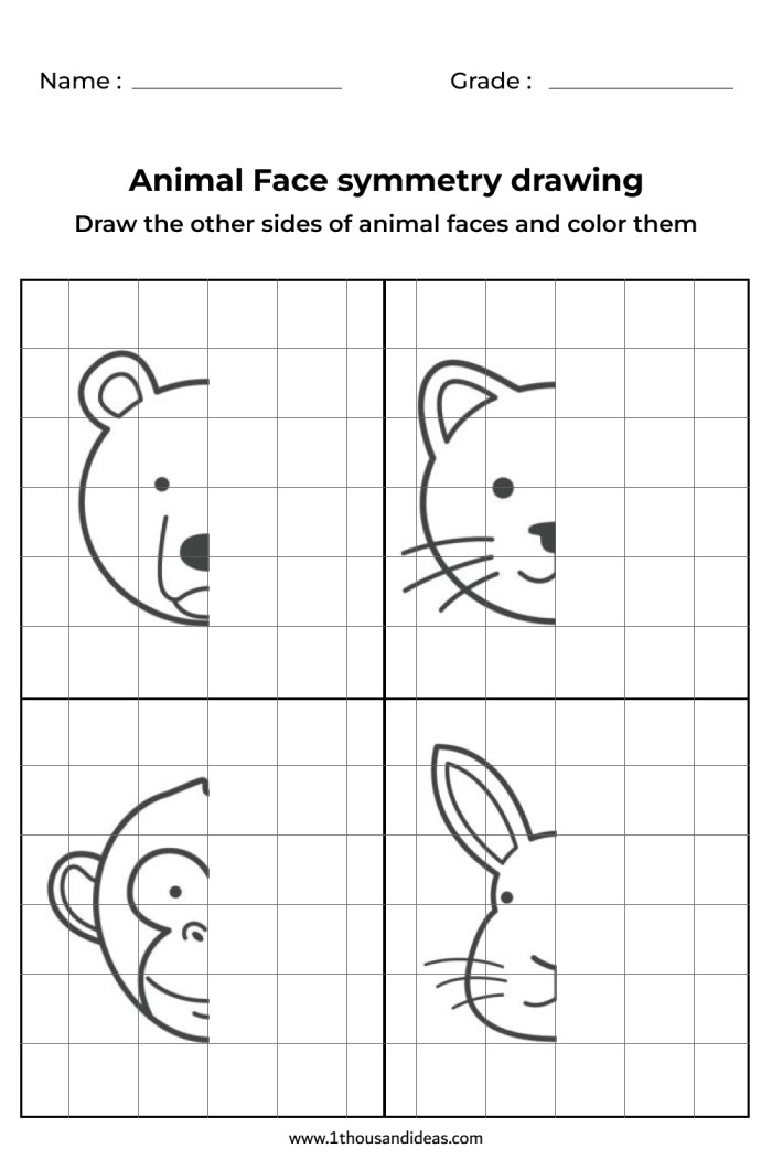 Grid-Based Symmetry Drawing Worksheets: Fun Learning for Kids ...