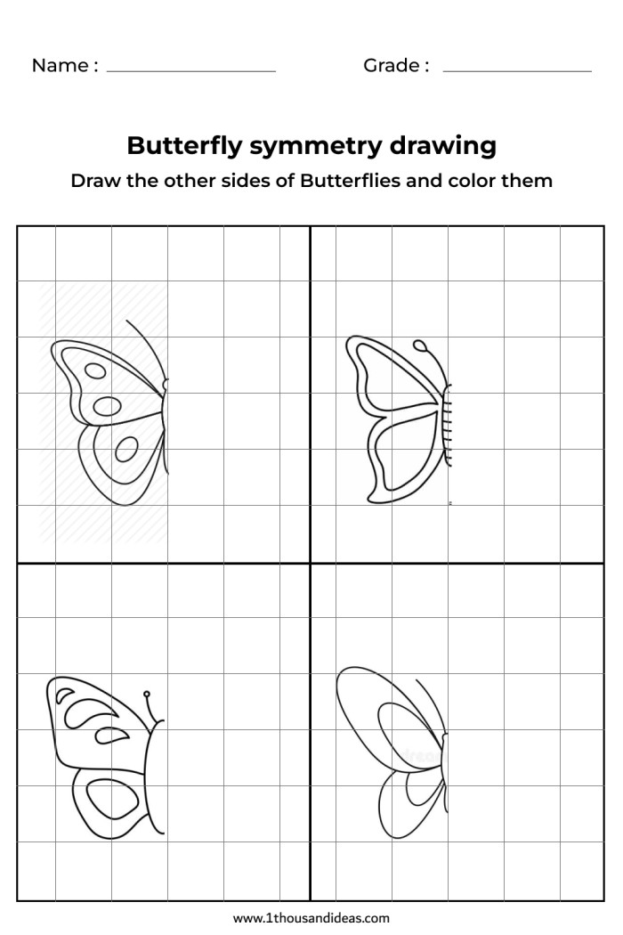 Grid-Based Symmetry Drawing Worksheets: Fun Learning for Kids ...