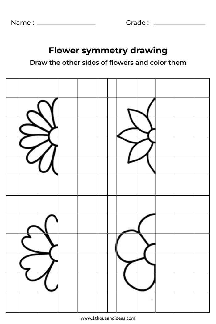 Grid-Based Symmetry Drawing Worksheets: Fun Learning for Kids ...