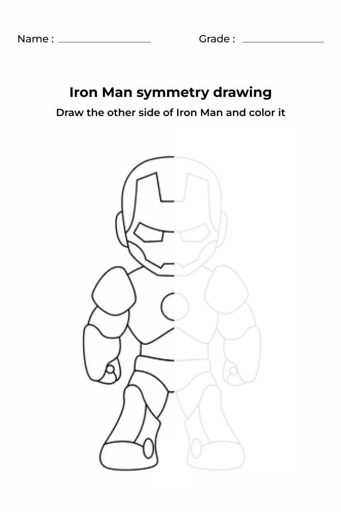 Cartoon Character Symmetry Drawing Worksheets – PDFs - 1thousandideas