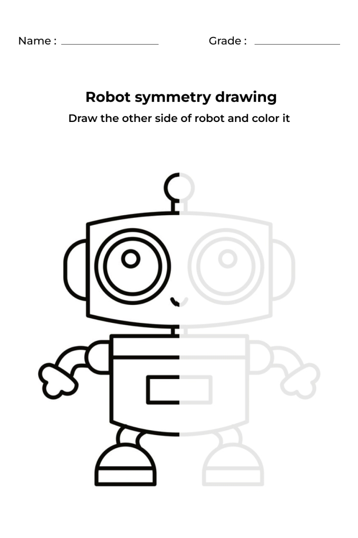 Cartoon Character Symmetry Drawing Worksheets – PDFs - 1thousandideas