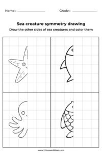 Grid-Based Symmetry Drawing Worksheets: Fun Learning for Kids ...
