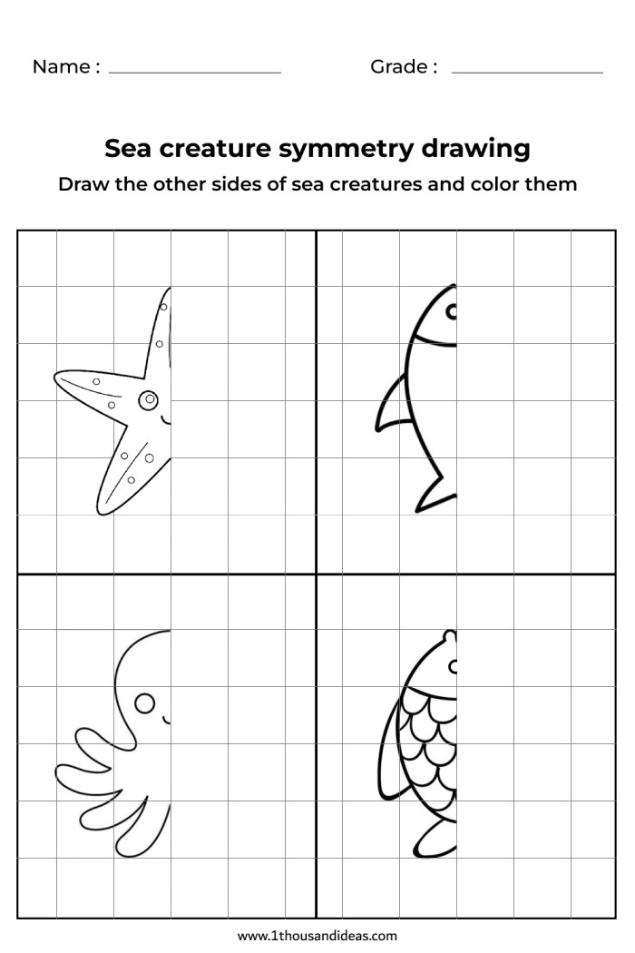 Grid-Based Symmetry Drawing Worksheets: Fun Learning for Kids ...