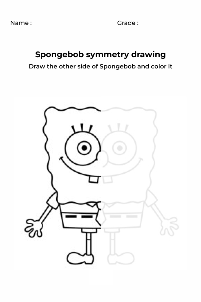 Cartoon Character Symmetry Drawing Worksheets – PDFs - 1thousandideas