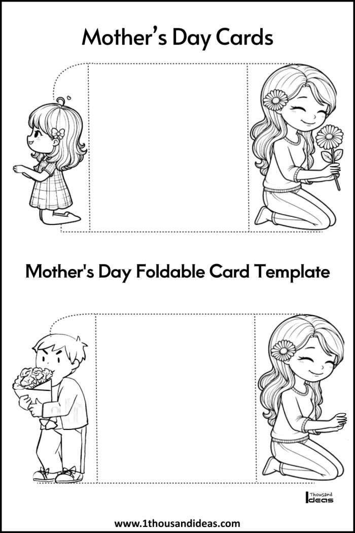 Mother's Day Foldable Card Template (Free Printable) - 1thousandideas