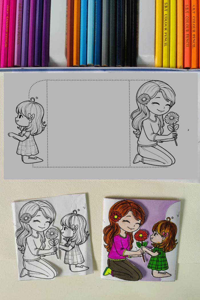 Mother's Day Foldable Card Template (Free Printable) - 1thousandideas