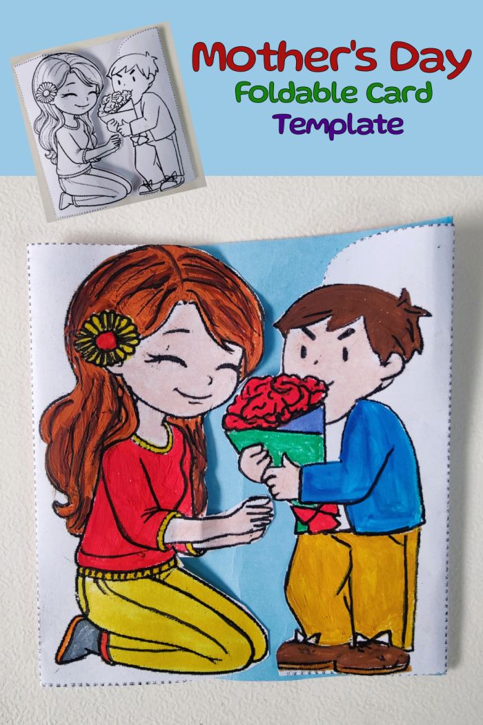 Mother's Day Foldable Card Template (Free Printable) - 1thousandideas