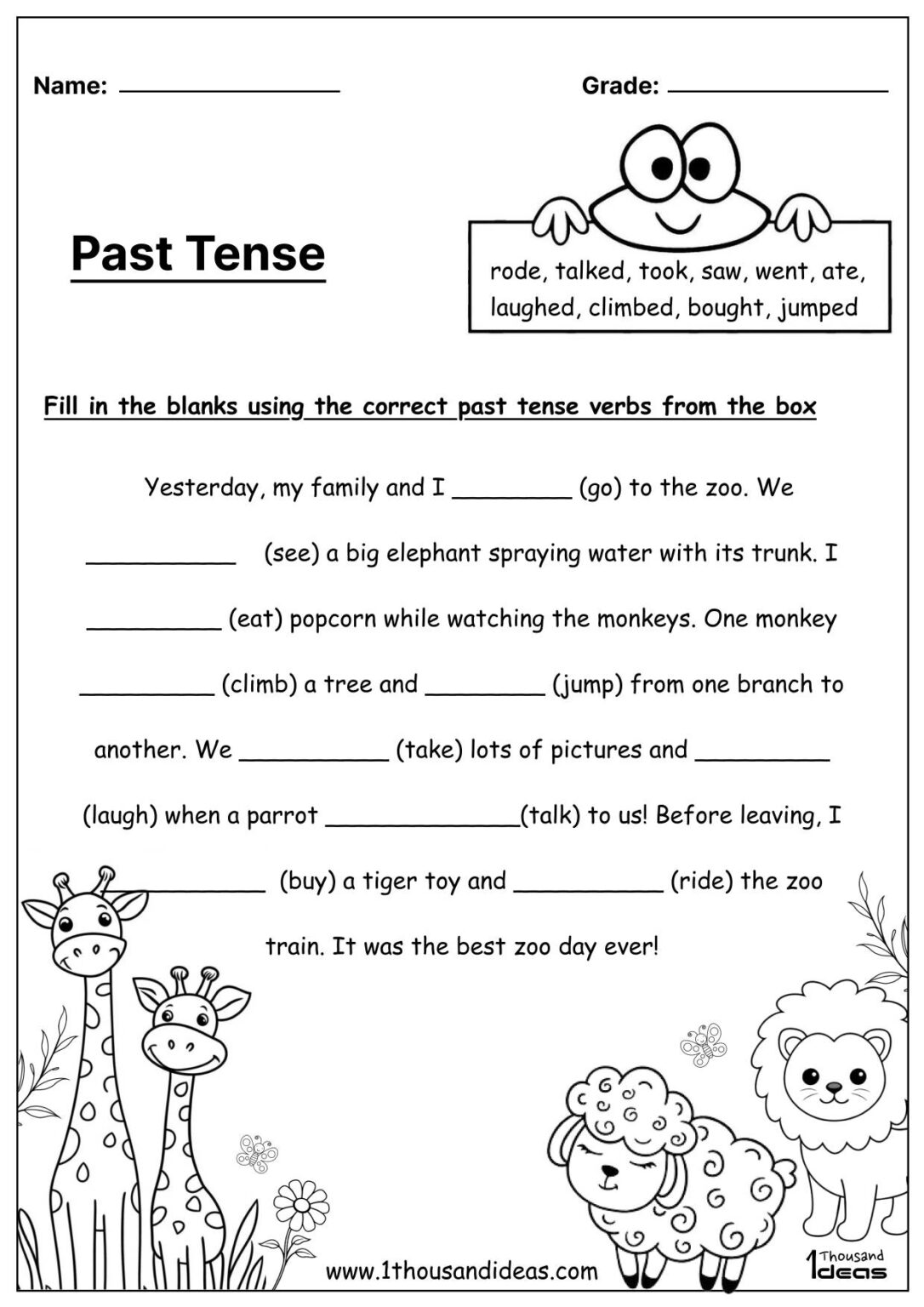 Past Tense Worksheets for Kids (With Tips & Examples) - 1thousandideas
