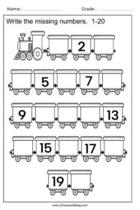 Missing Numbers Worksheets Printable Activities for Kids - 1thousandideas