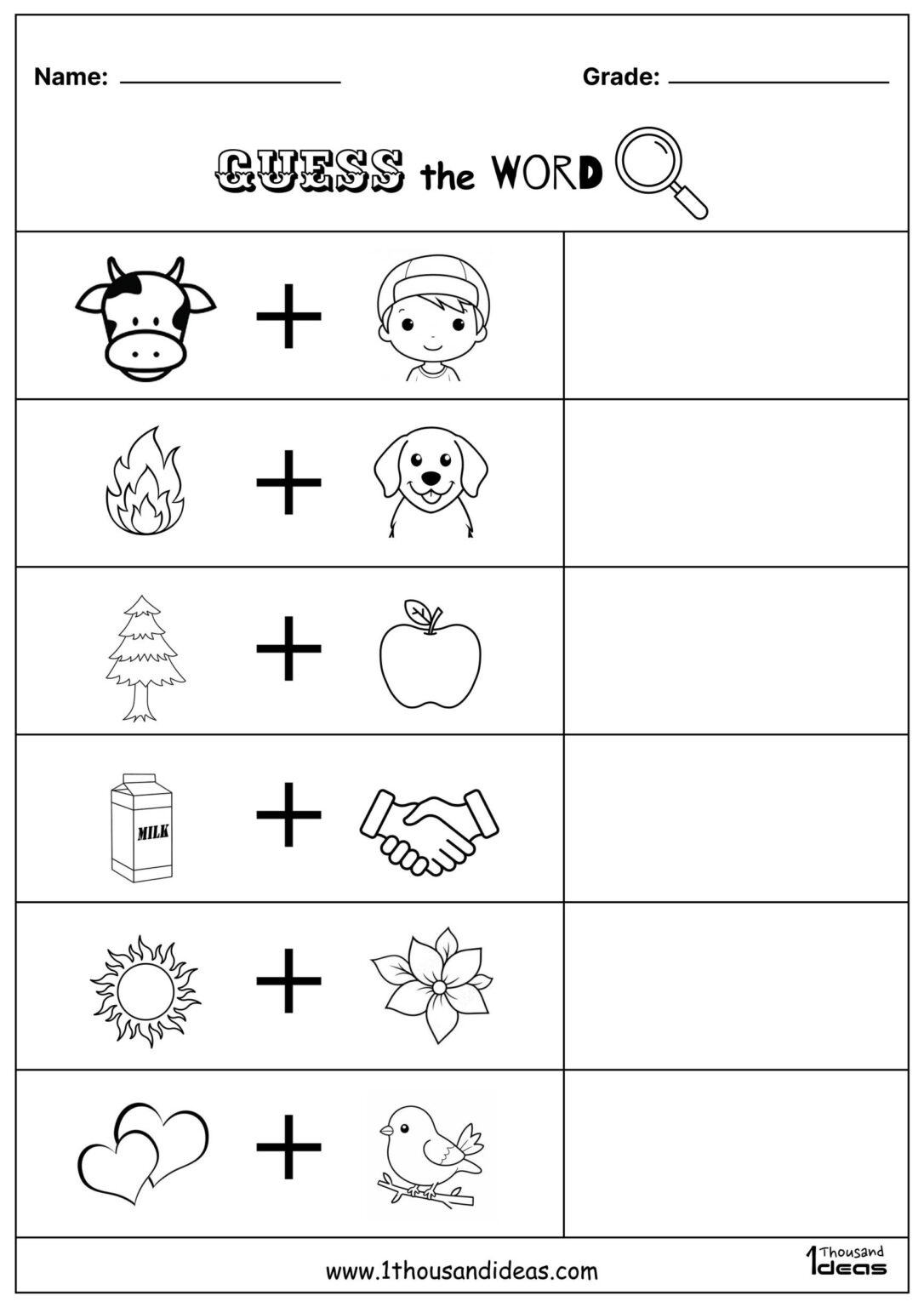 Guess the Word—Free Printable Worksheets for Kids (PDF) - 1thousandideas