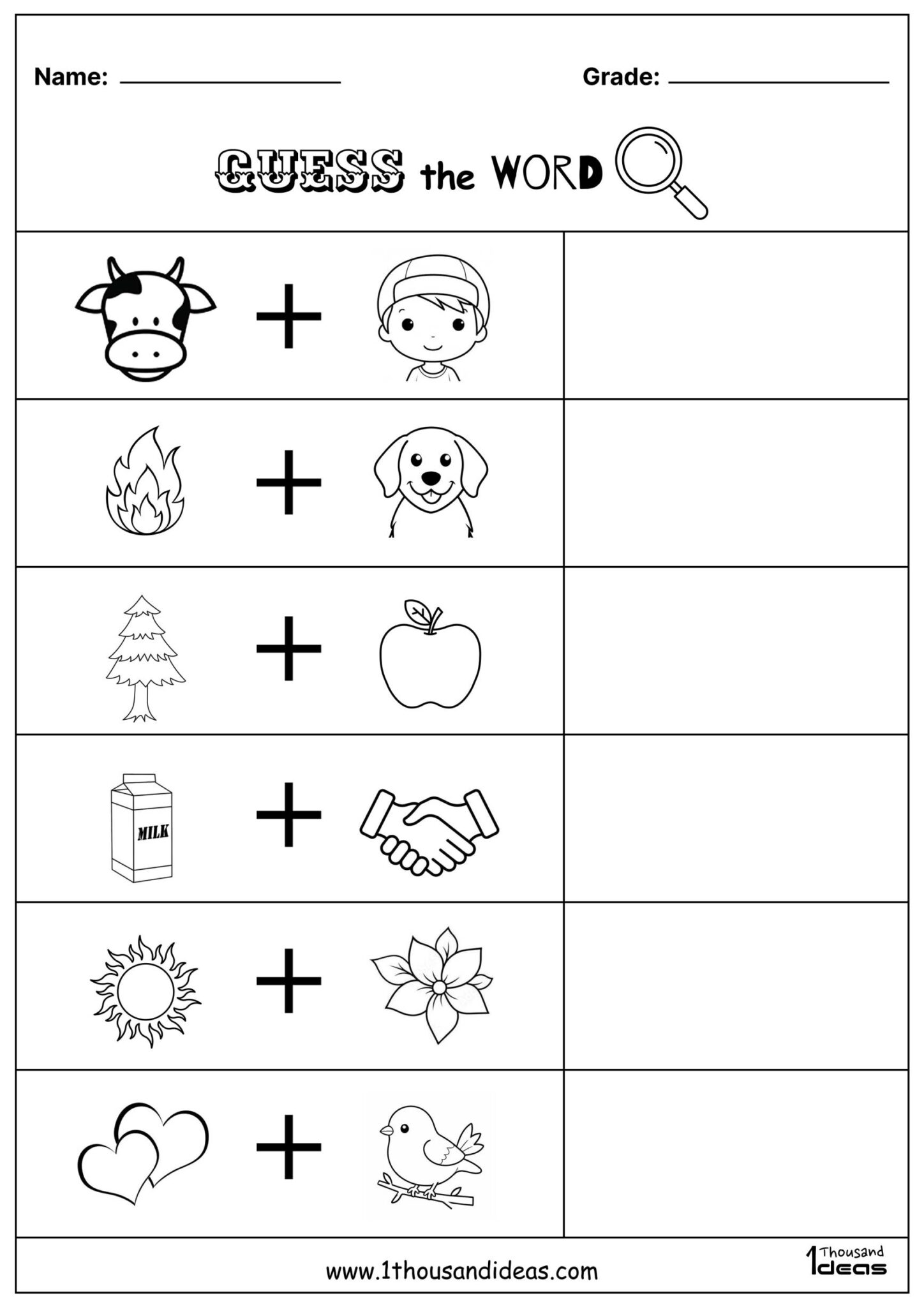 Guess the Word—Free Printable Worksheets for Kids (PDF) - 1thousandideas