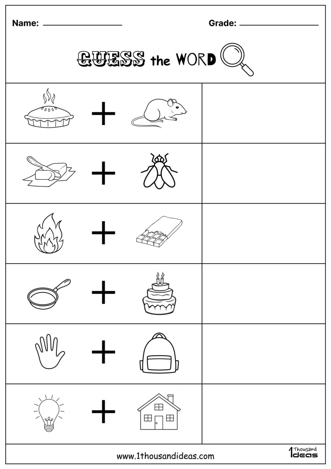Guess the Word—Free Printable Worksheets for Kids (PDF) - 1thousandideas
