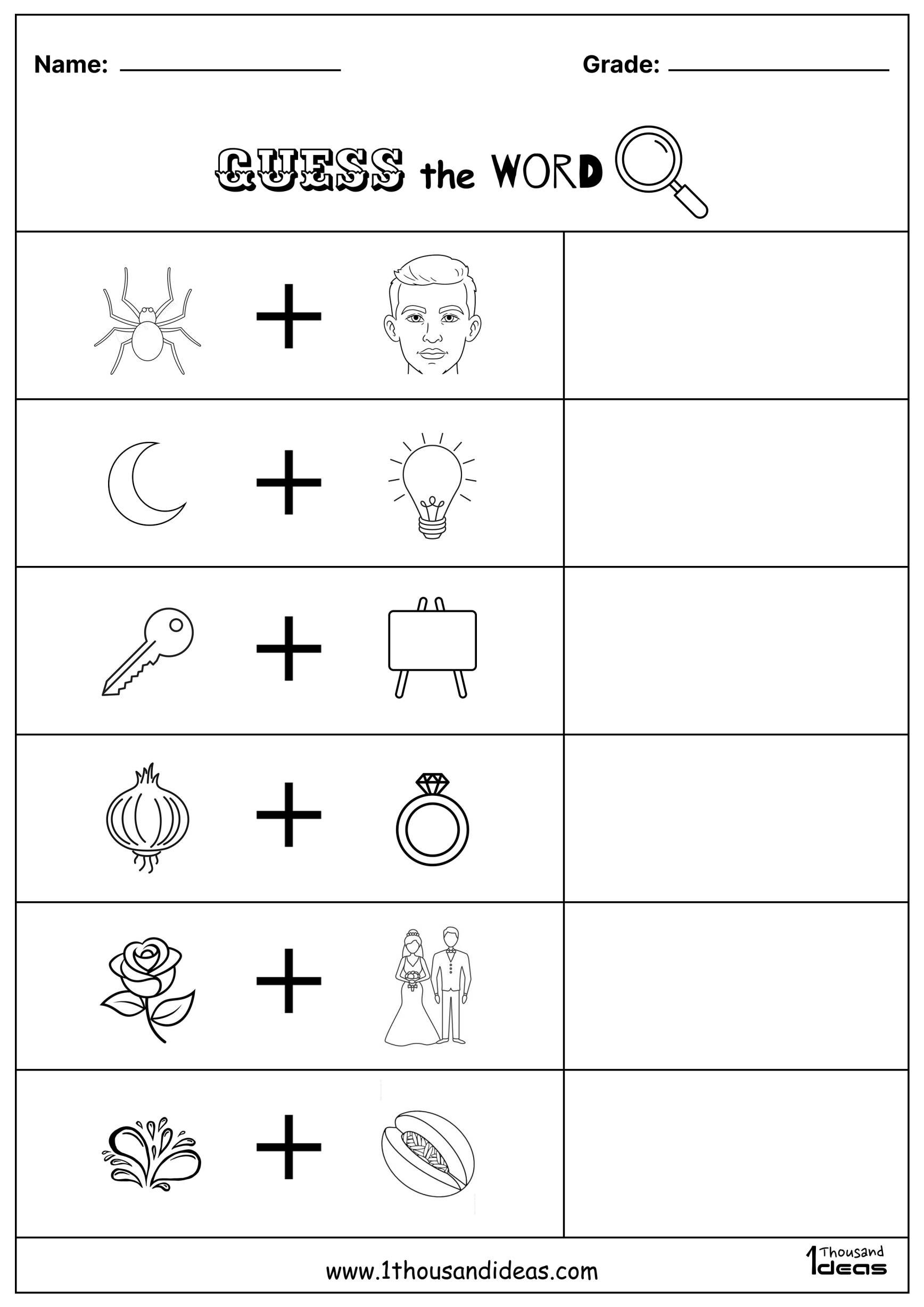 Guess the Word—Free Printable Worksheets for Kids (PDF) - 1thousandideas