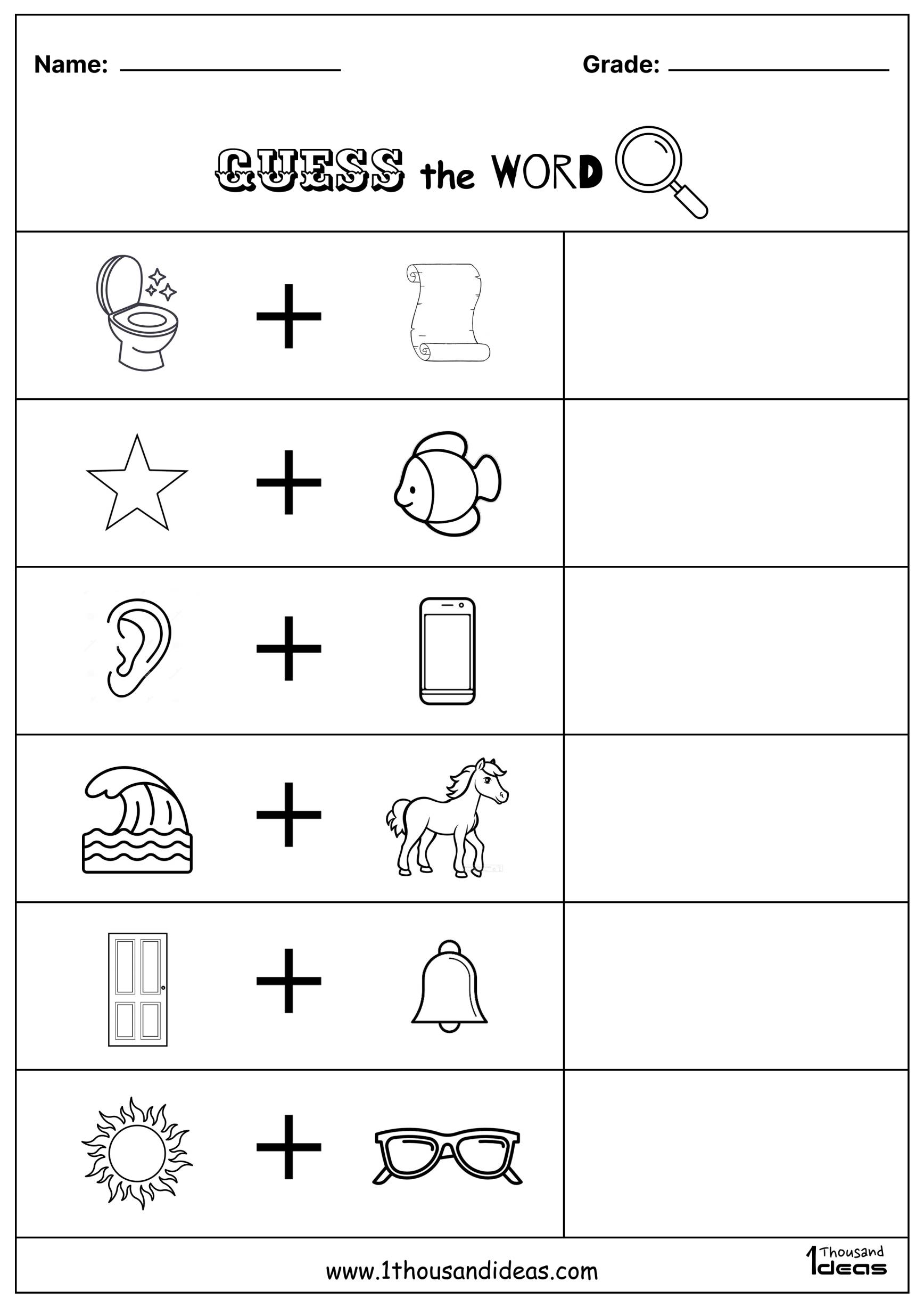 Guess the Word—Free Printable Worksheets for Kids (PDF) - 1thousandideas