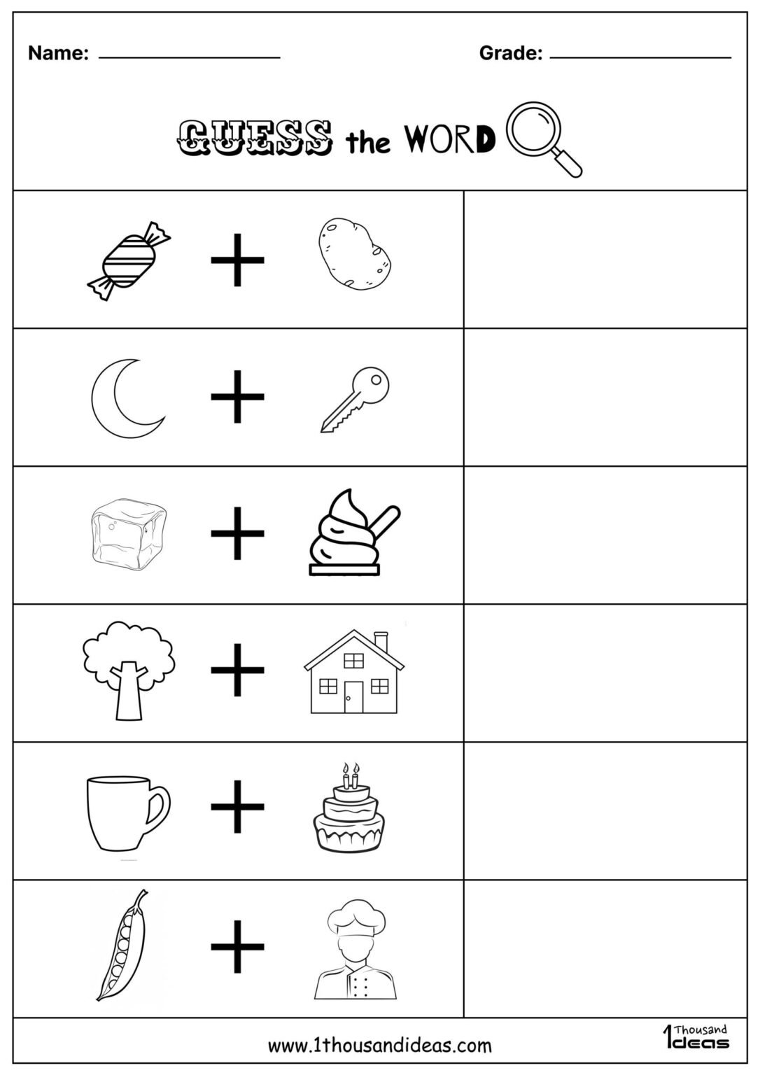 Guess the Word—Free Printable Worksheets for Kids (PDF) - 1thousandideas