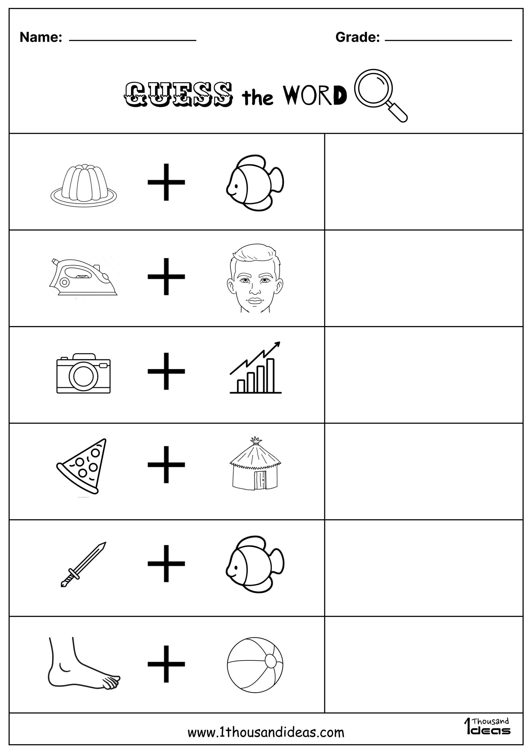 Guess the Word—Free Printable Worksheets for Kids (PDF) - 1thousandideas