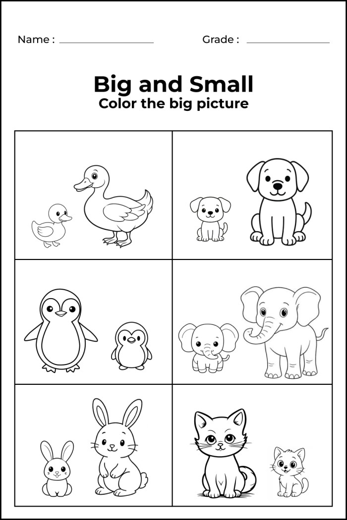 Big and Small Worksheets for Preschoolers | Free PDF Printable ...